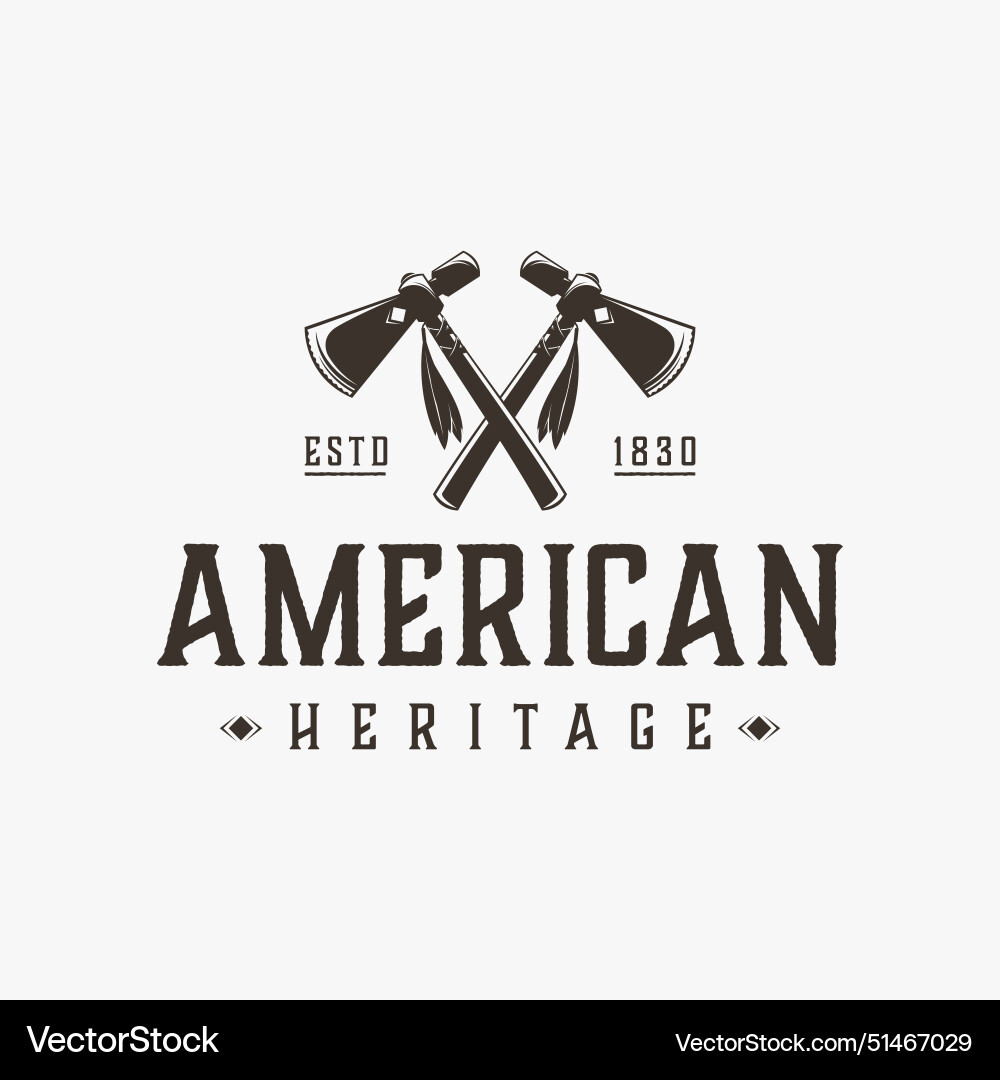 Native american tomahawk logo white background Vector Image