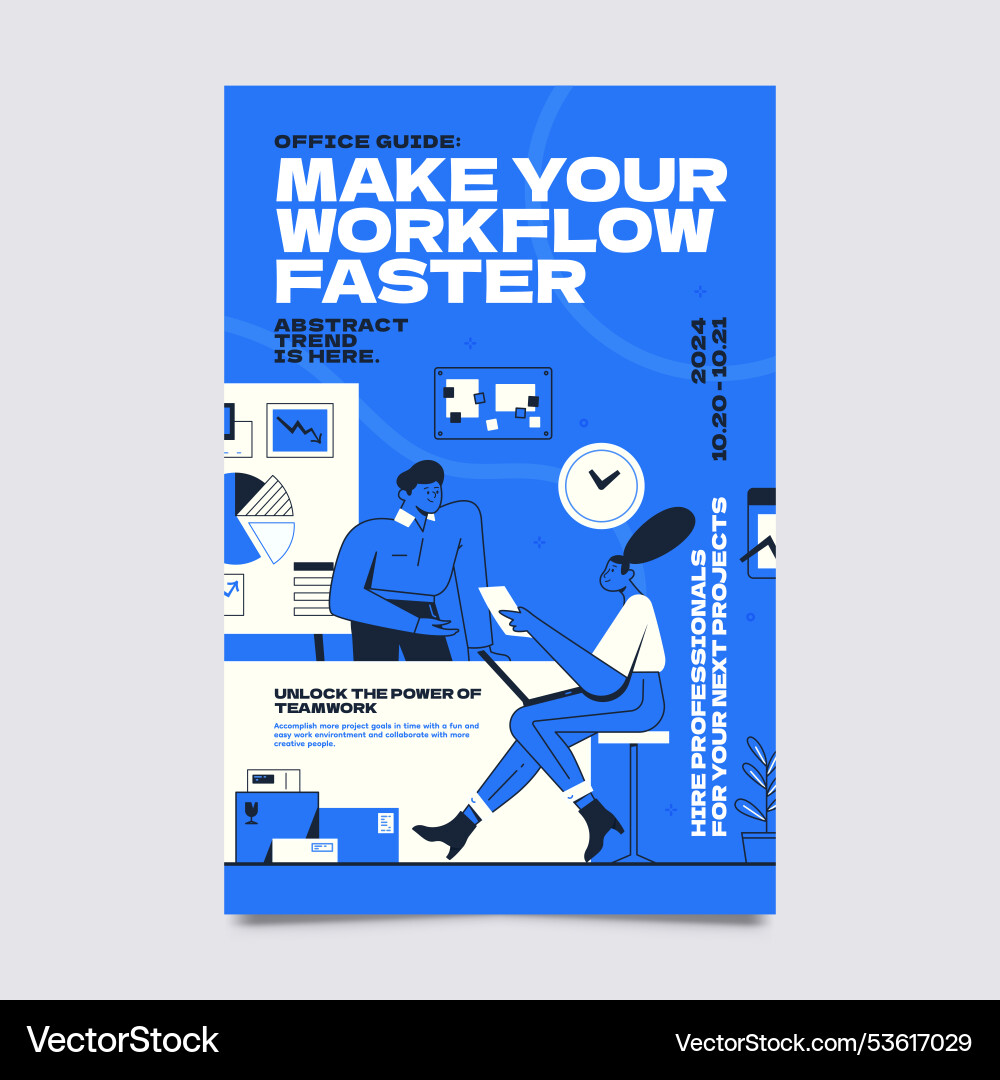 Office work poster in hand drawn style Royalty Free Vector