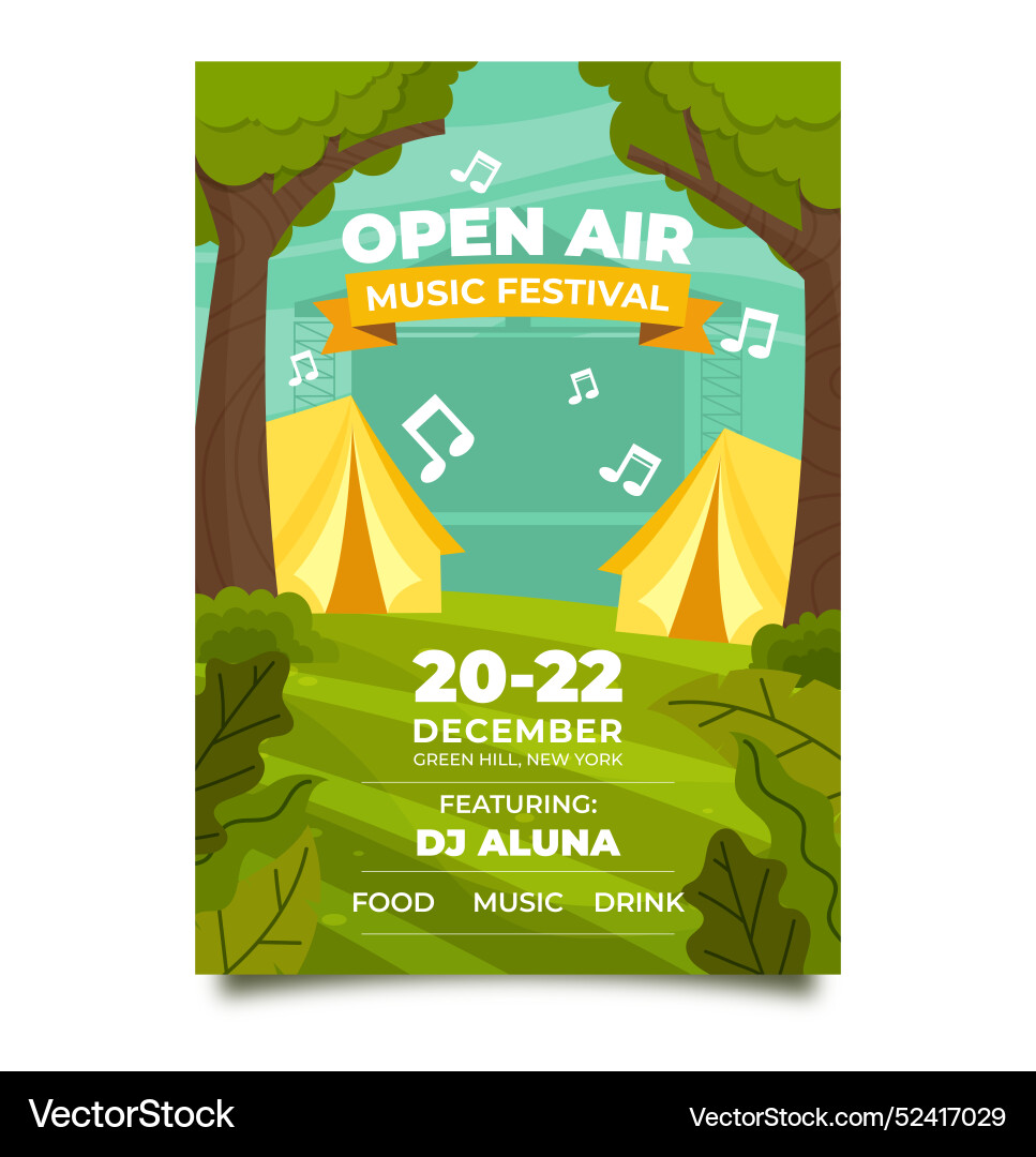 Open air party poster template Royalty Free Vector Image