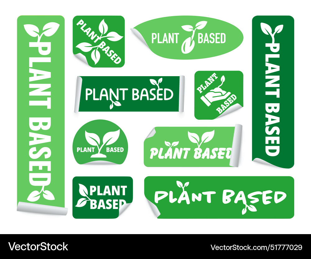 Plant based green minimalist peel off sticker Vector Image