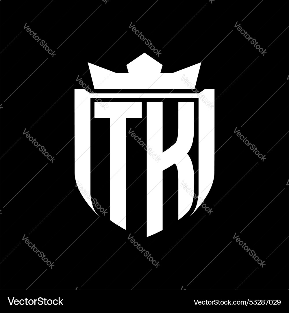Tk letter logo shield shape inside badge Vector Image