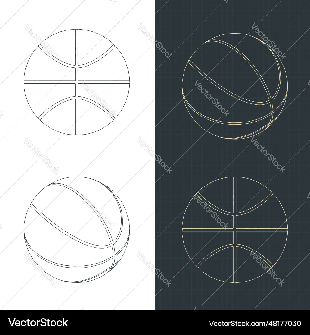 Basketball ball blueprints Royalty Free Vector Image