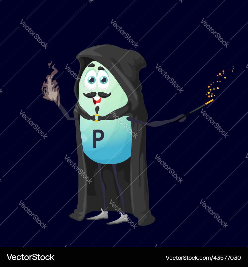 Cartoon phosphorus micronutrient wizard character Vector Image