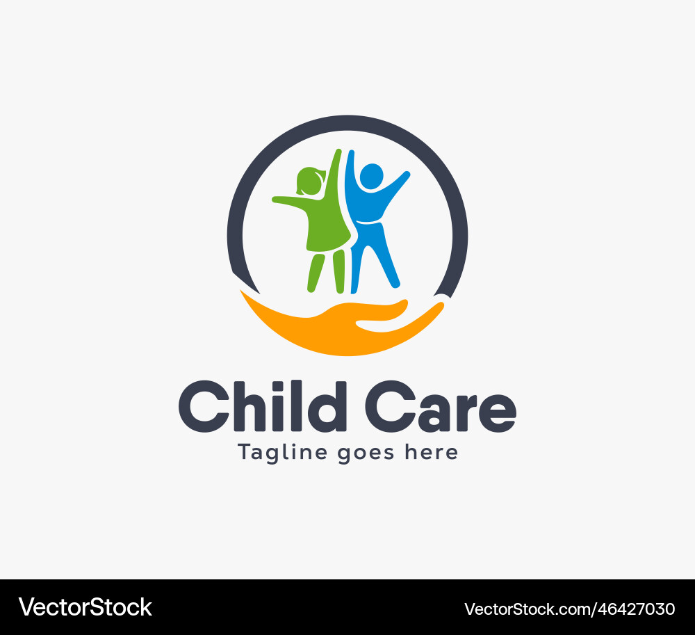 Children Care Logo Happy Kids Logo Vector Illustration Children Logo