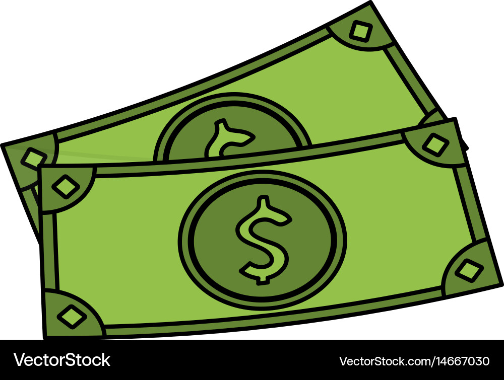 Color image cartoon set bills with currency dollar