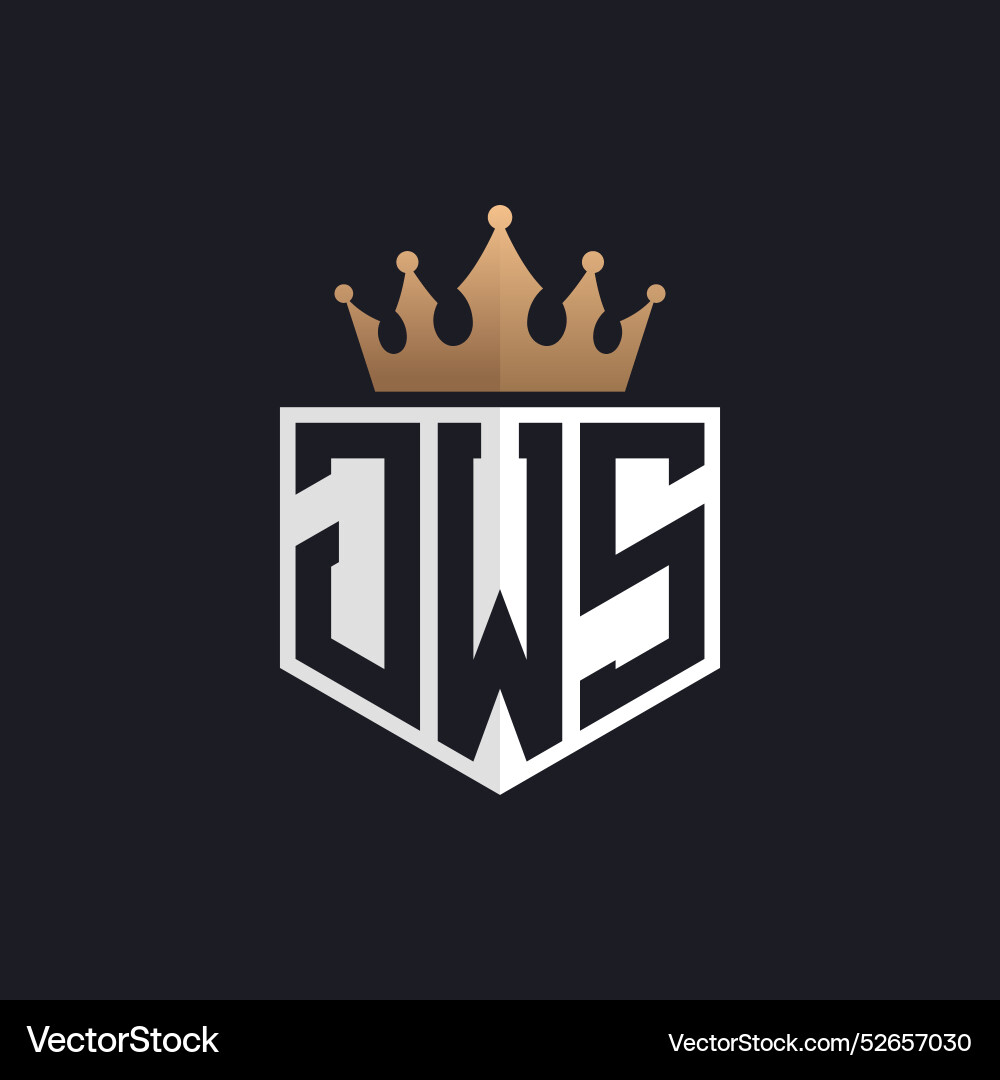 Luxury jws logo with crown elegant initials Vector Image