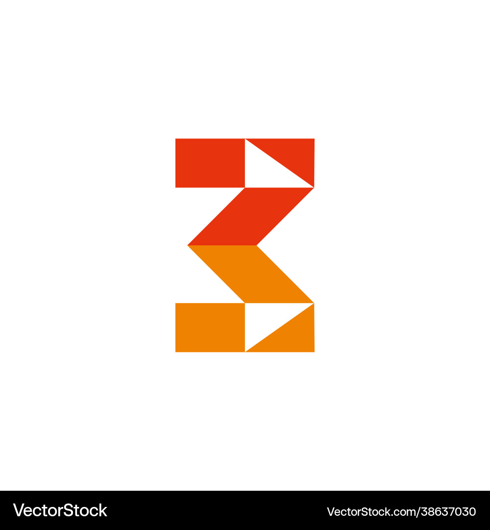 Number 3 triangle geometric mosaic logo Royalty Free Vector