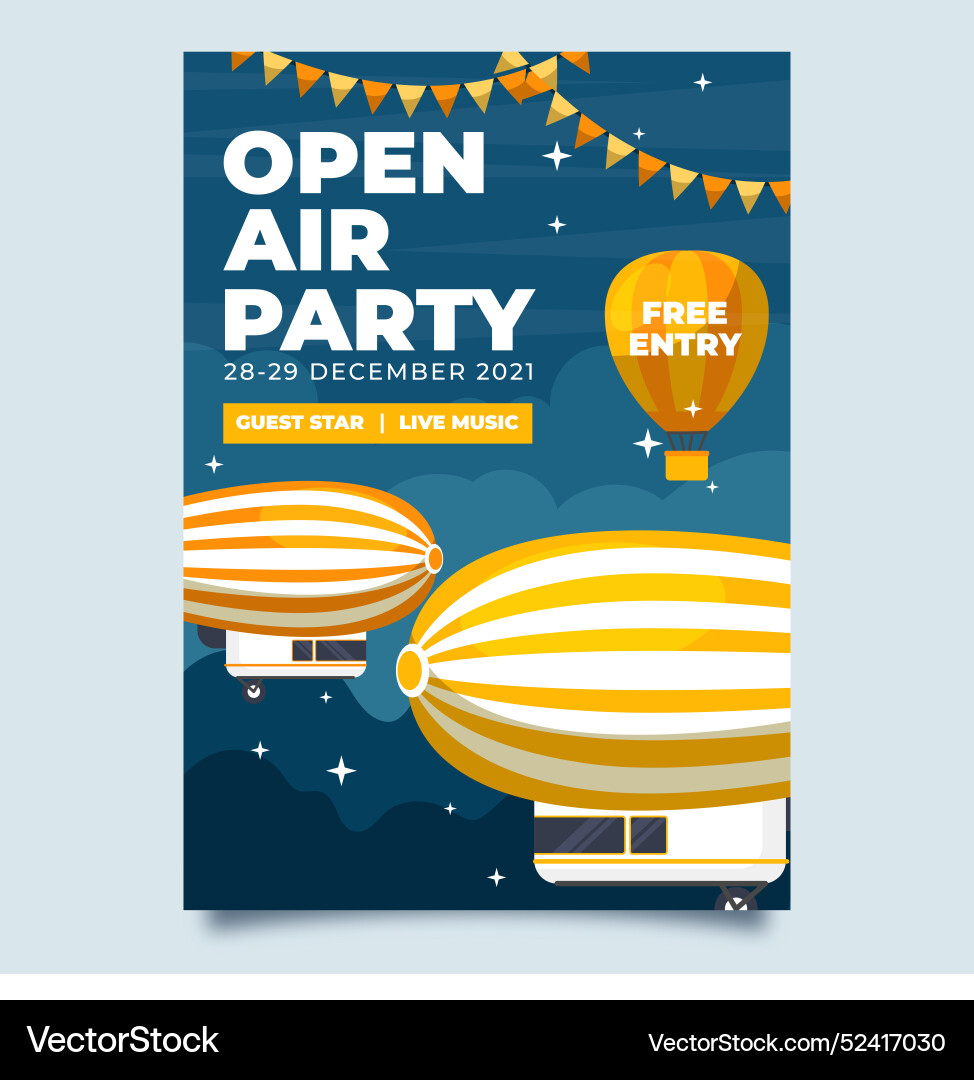 Open air party poster template Royalty Free Vector Image