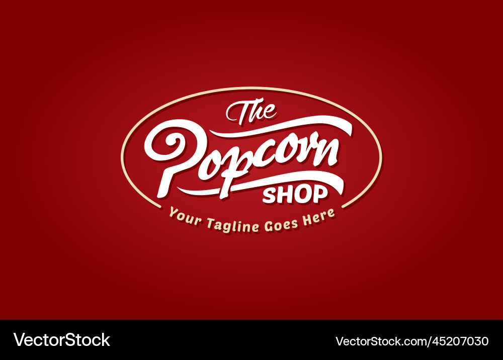 Popcorn shop typography label emblem logo design Vector Image