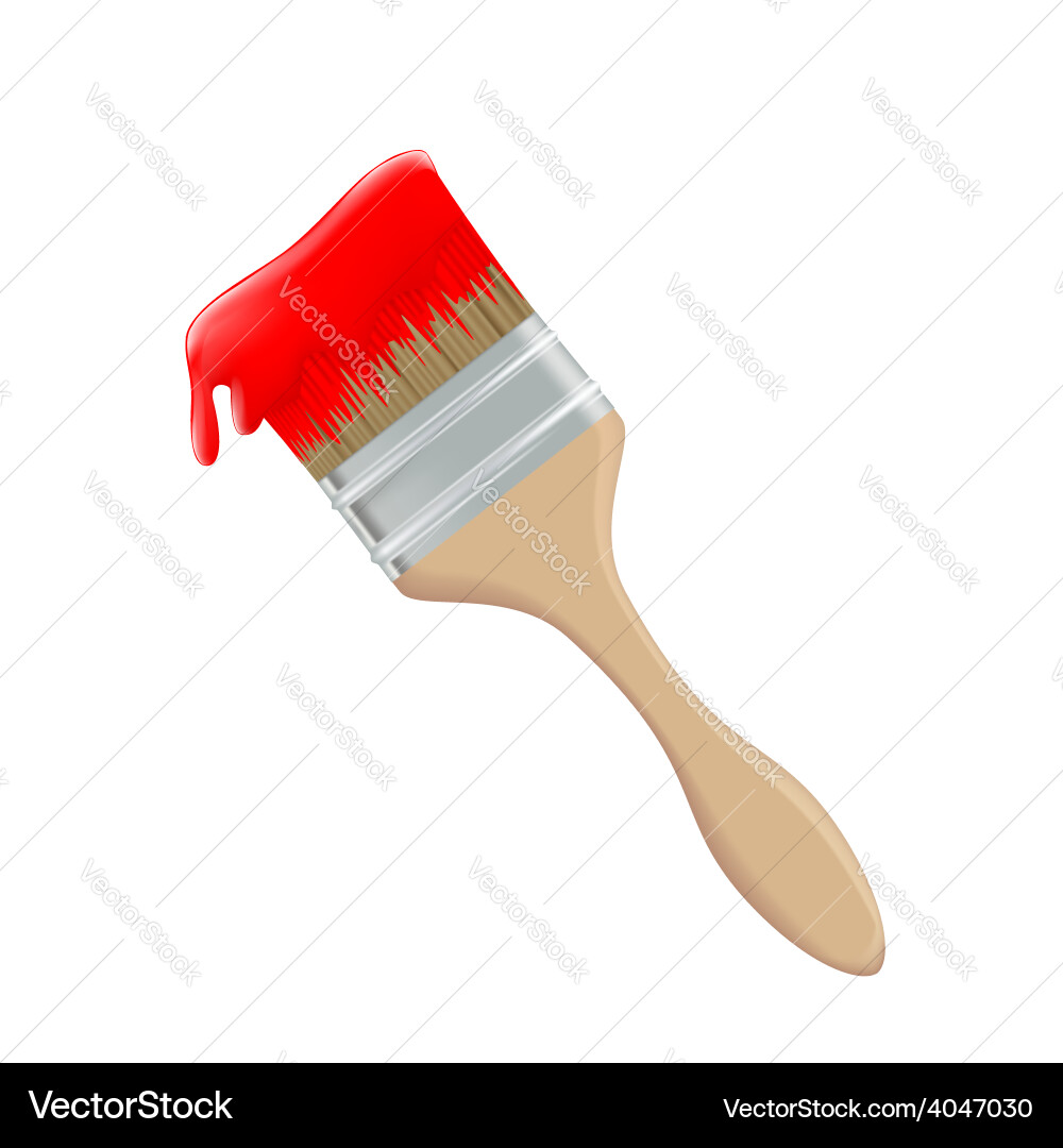 Red Paintbrush on White Background Royalty Free Vector Image