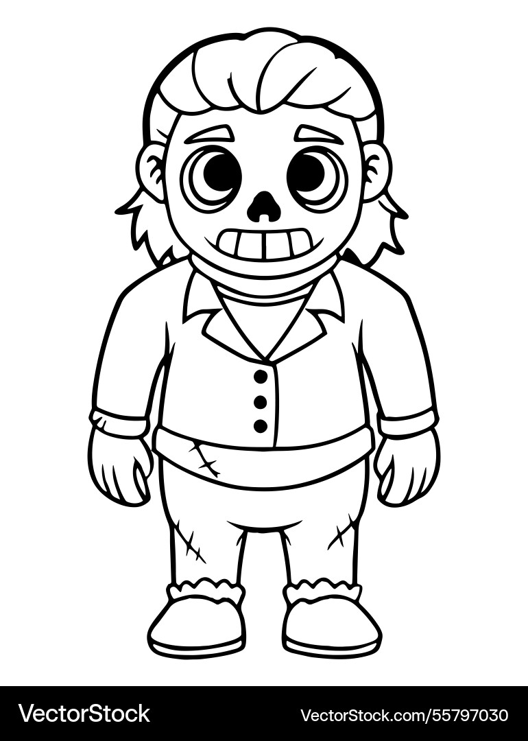 Zombie apocalypse coloring page for kids Vector Image