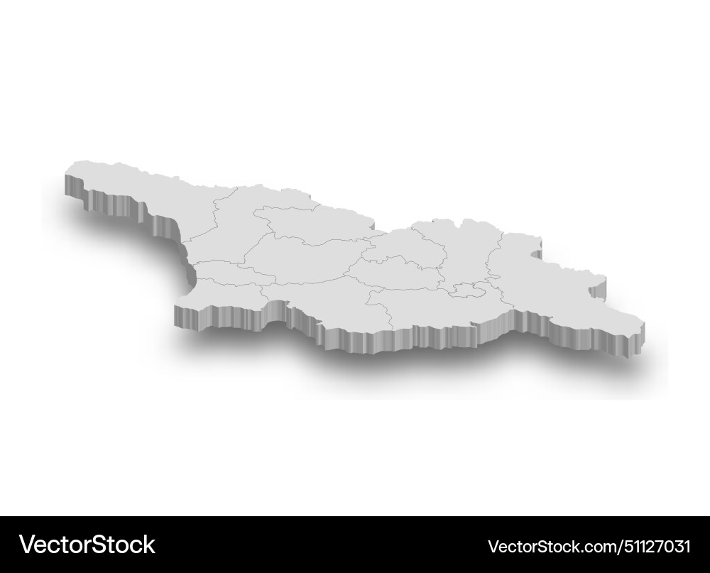 3d georgia white map with regions isolated Vector Image