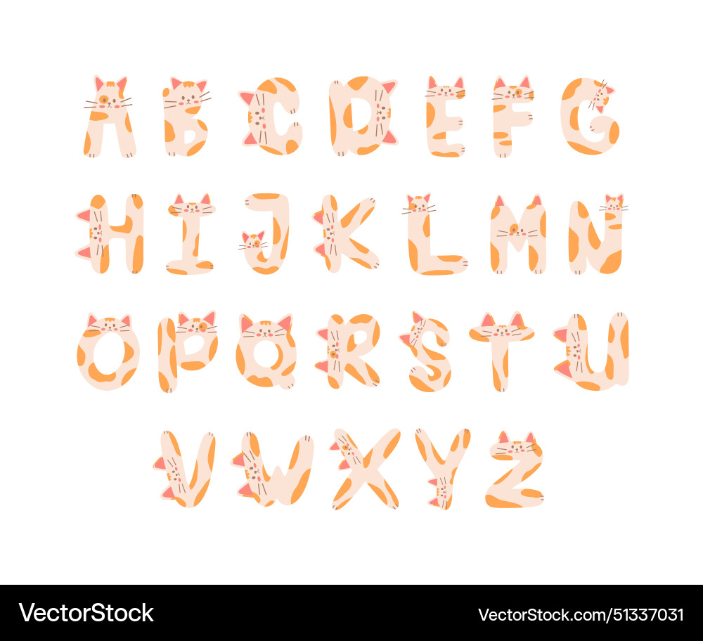 Cat-themed alphabet clipart collection stock Vector Image
