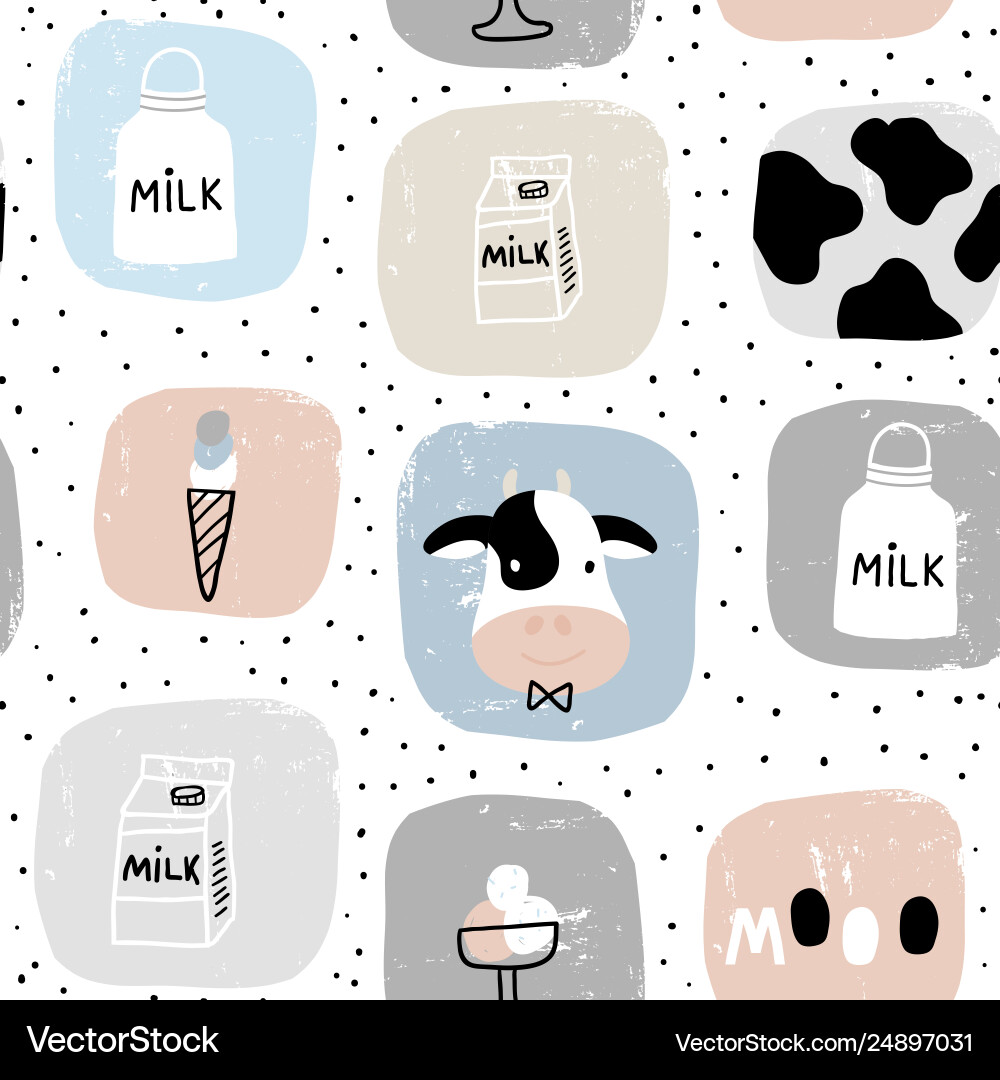 Charming Milk Cow Pattern Royalty Free Vector Image