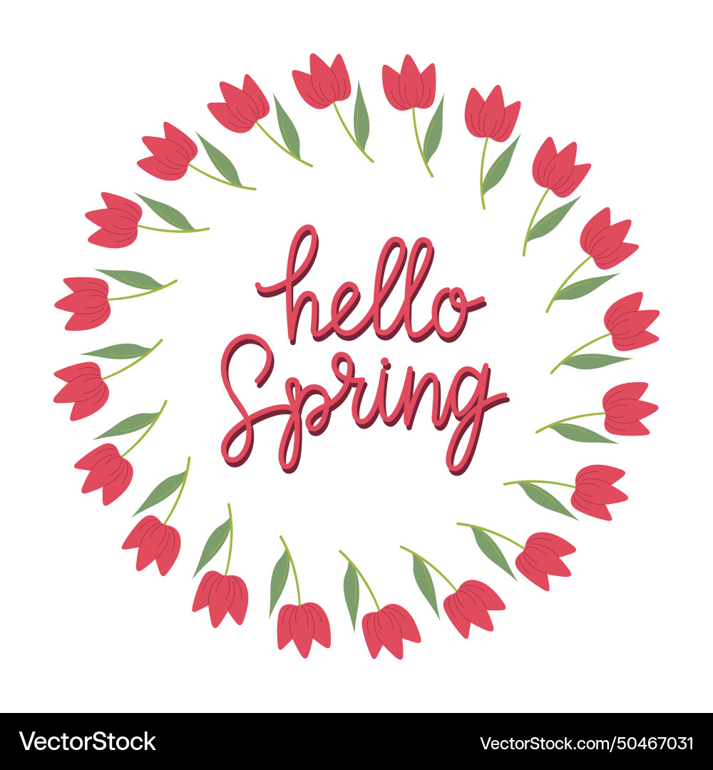 Hand drawn lettering hello spring card Royalty Free Vector