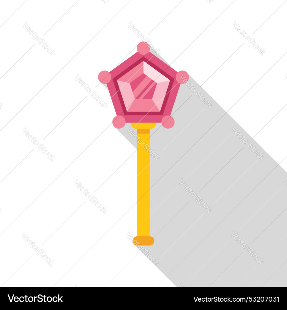 Pink magic wand with big gem is casting a spell Vector Image