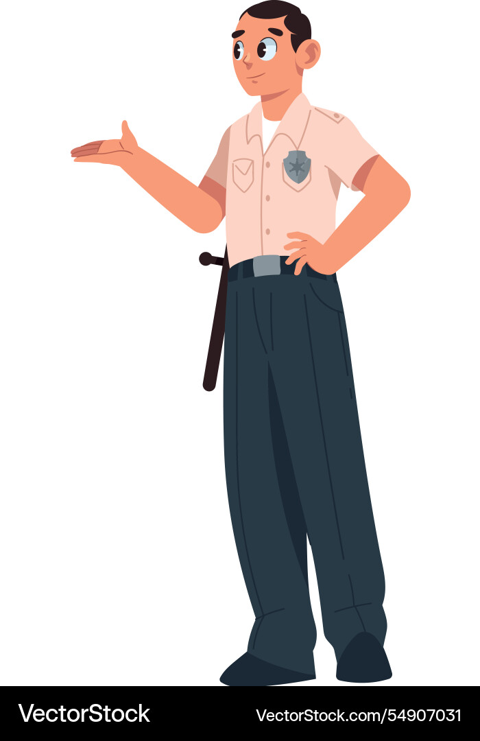 Prison guard with baton Royalty Free Vector Image