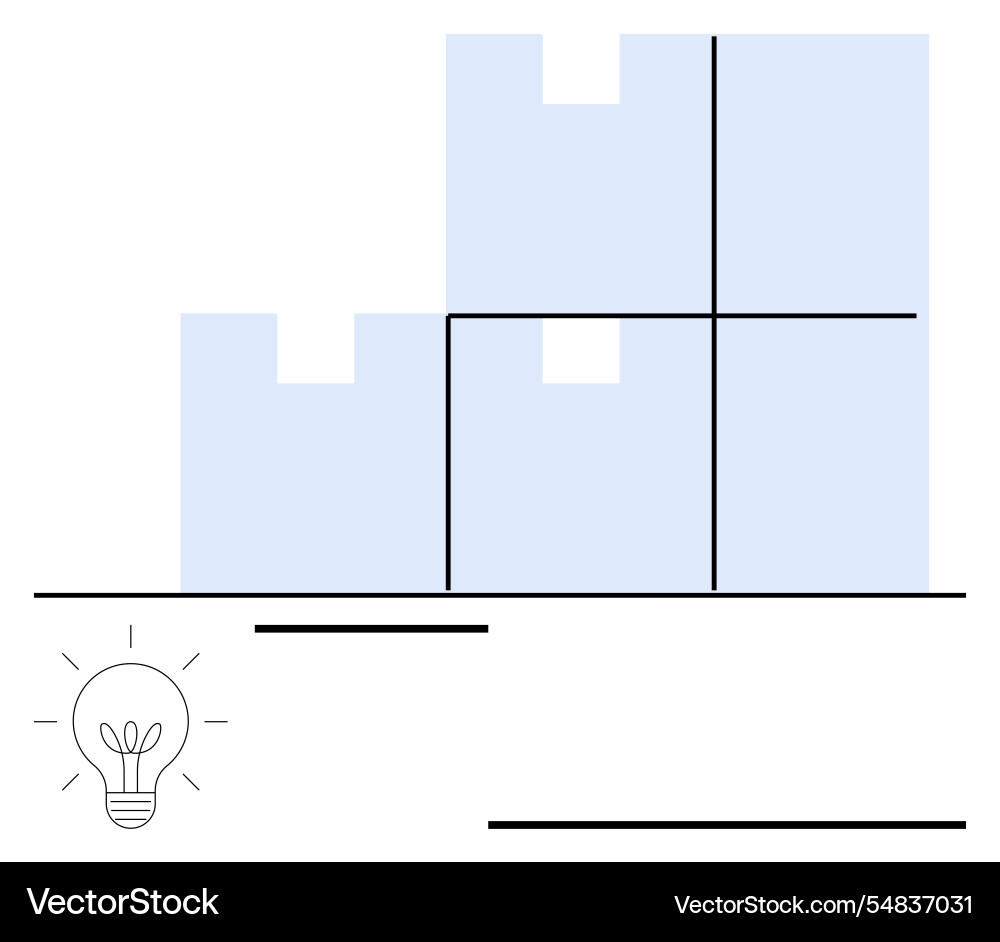 Stacked block shapes with light bulb suggesting Vector Image