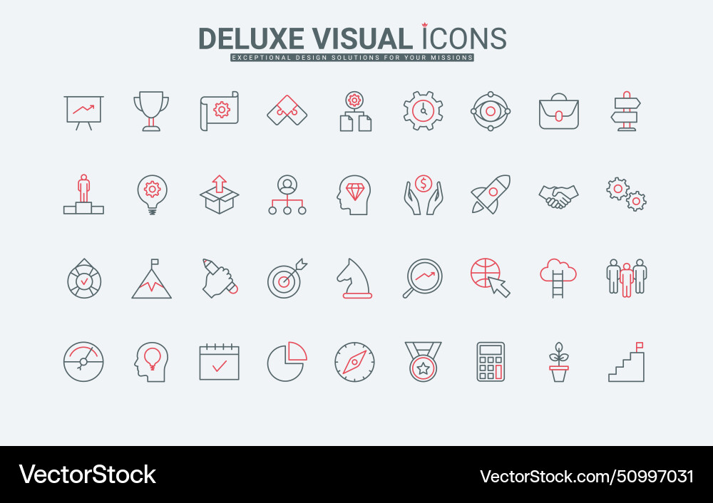 Startup thin black and red line icons set Vector Image