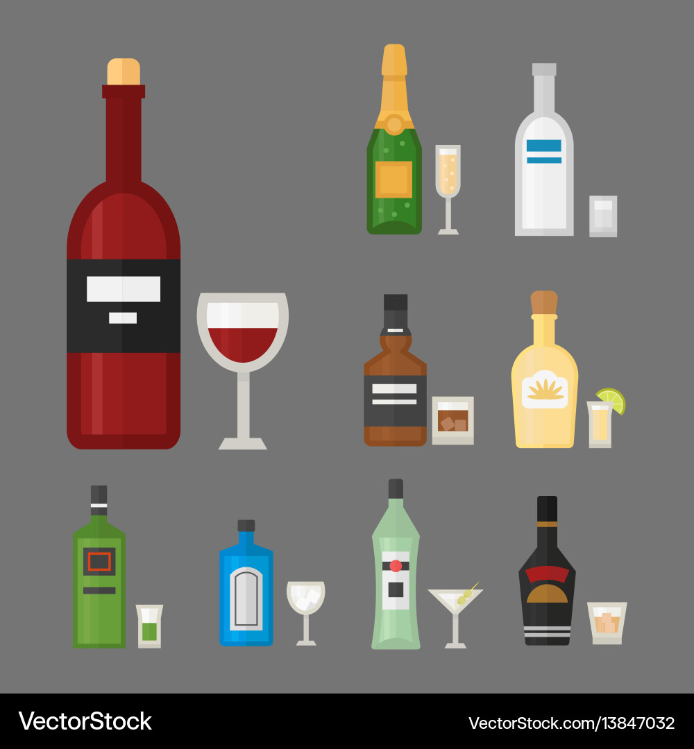 Alcohol drinks beverages cocktail whiskey drink Vector Image