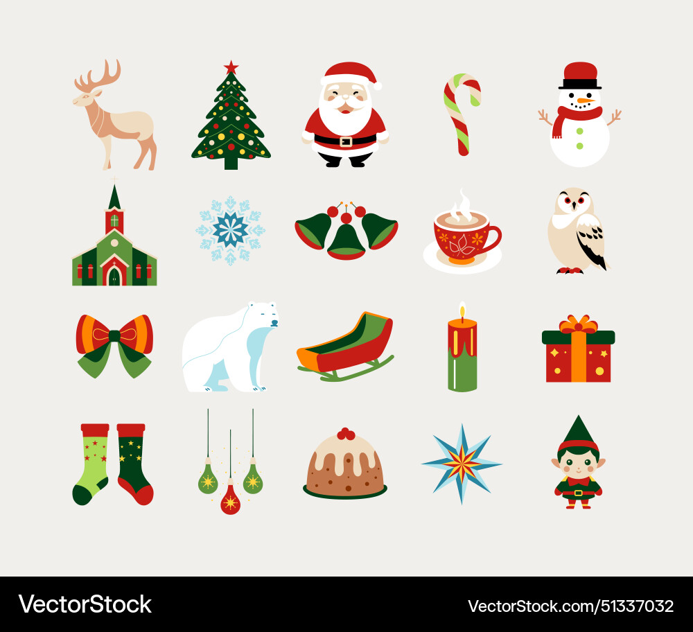 Christmas icons collection stock Royalty Free Vector Image