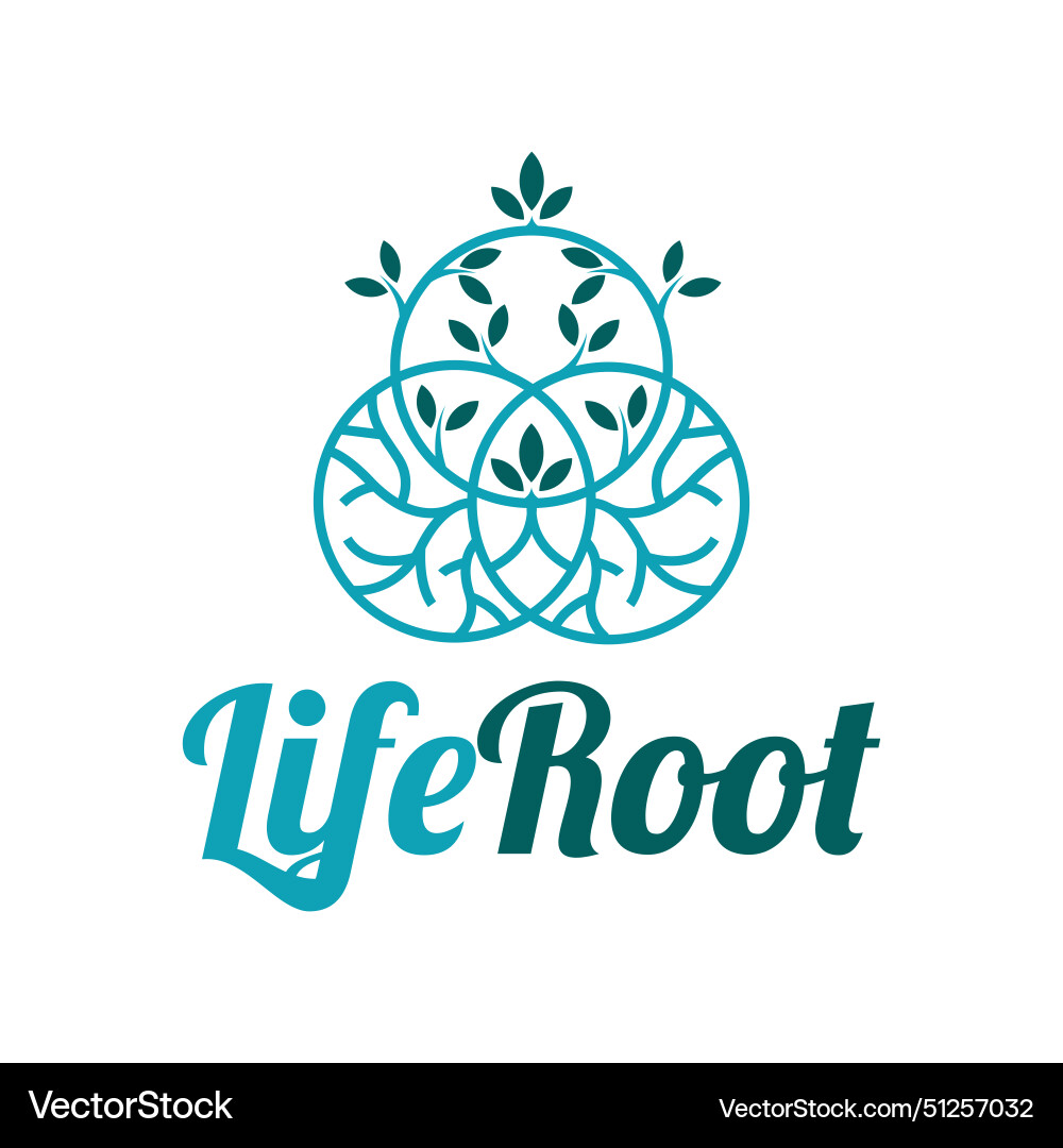 Life root flat minimalist logo Royalty Free Vector Image