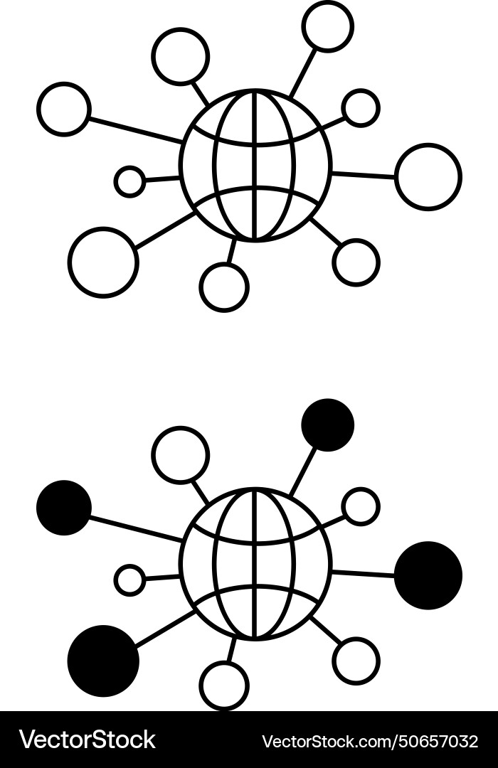 Networking icons black and white global network Vector Image