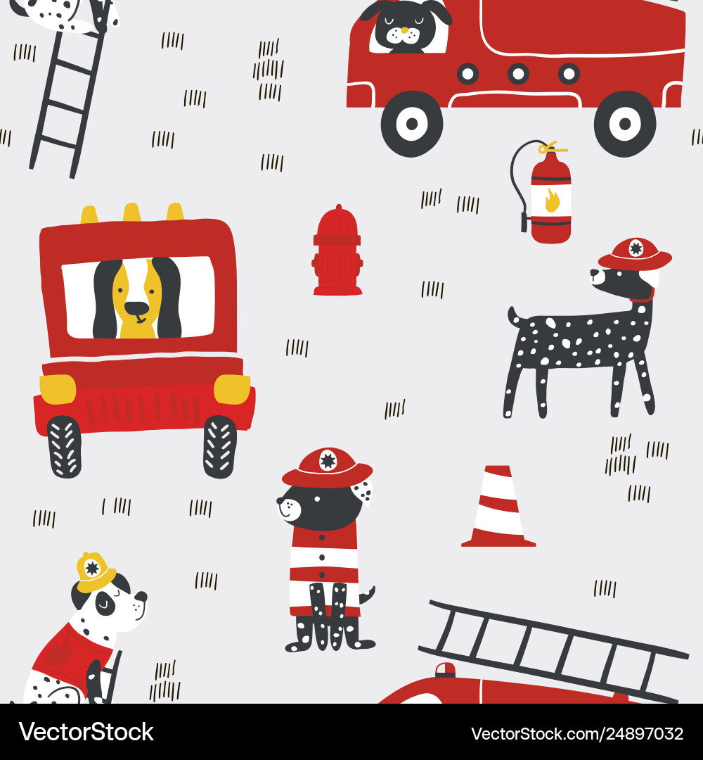 Playful Fire Dog Pattern Royalty Free Vector Image
