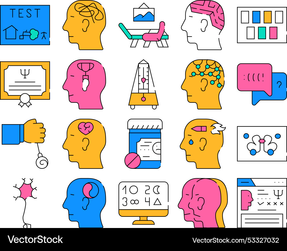 Psychologist doctor collection icons set Vector Image