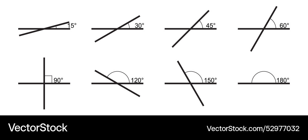 Set of different angle degree icons collection Vector Image