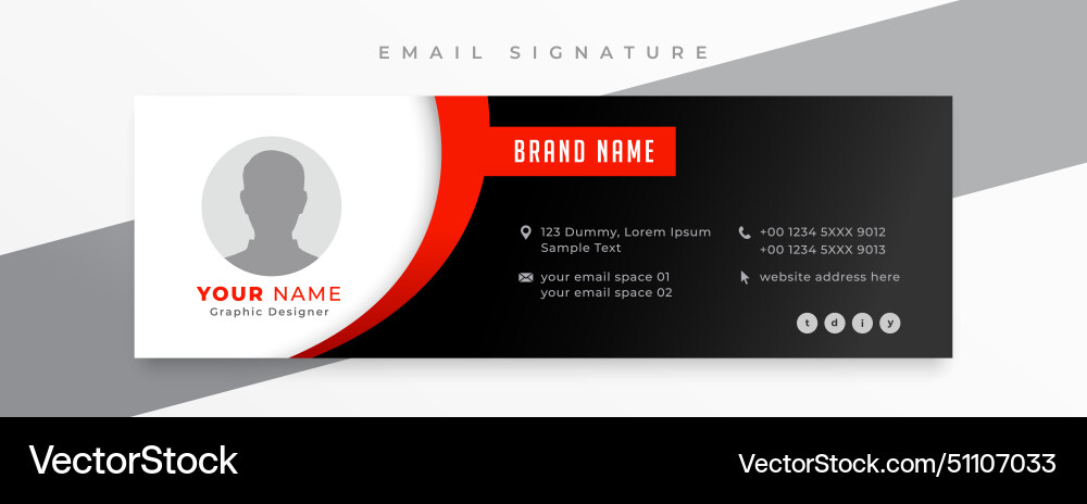 Business mail signature card template Royalty Free Vector