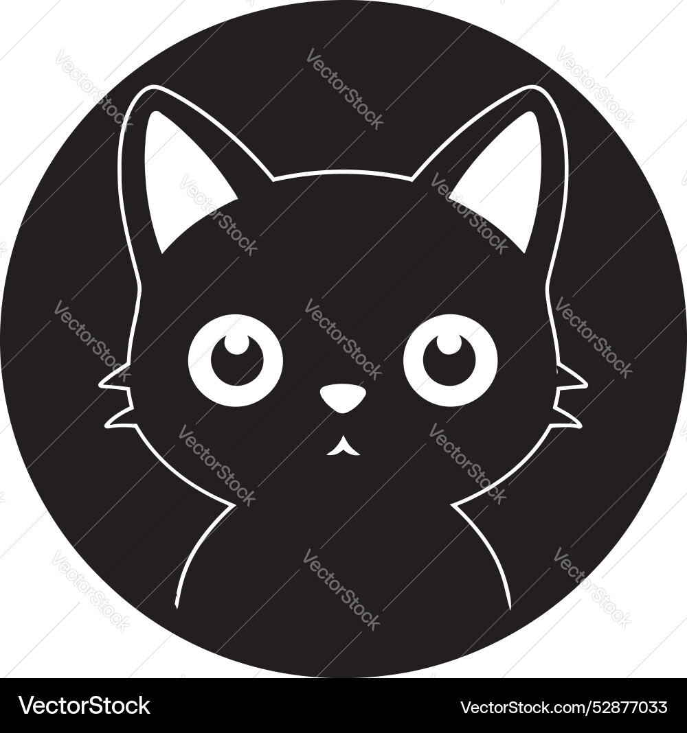 Contemporary cat badge black cat crest Royalty Free Vector