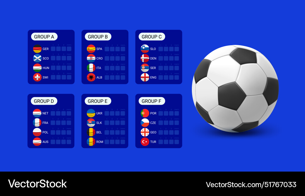Football competition groups template template Vector Image