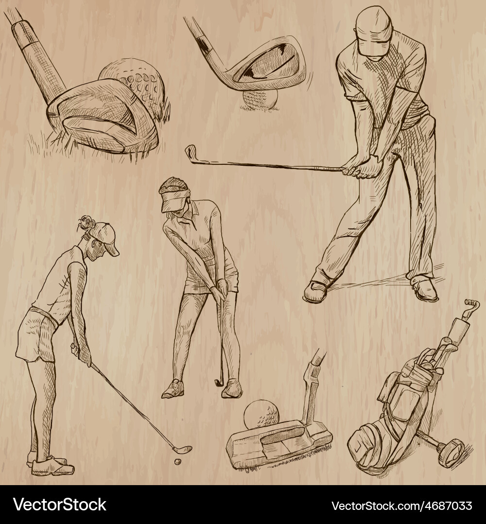 Golf and golfers - hand drawn Royalty Free Vector Image