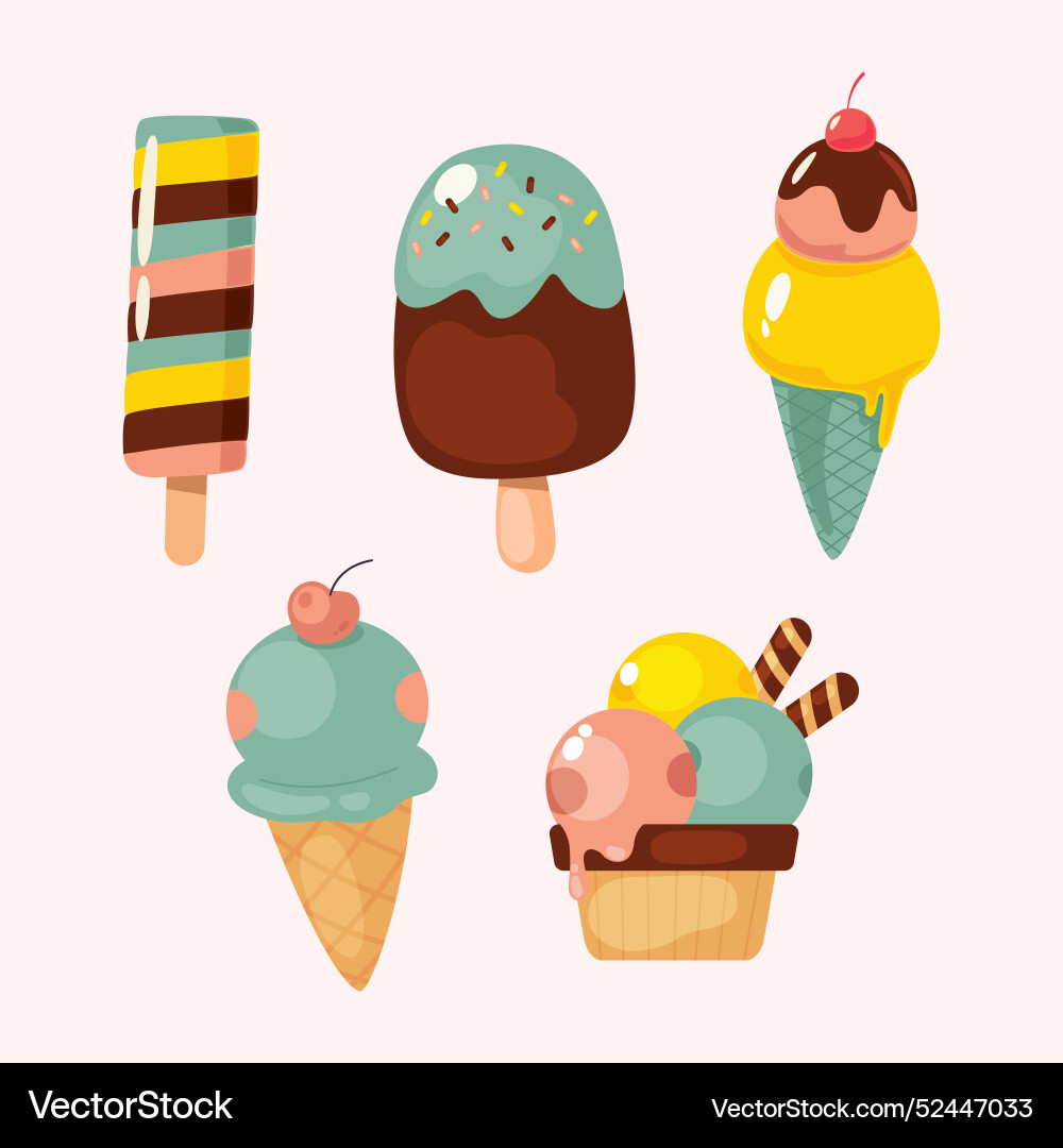 Hand drawn ice cream collection Royalty Free Vector Image