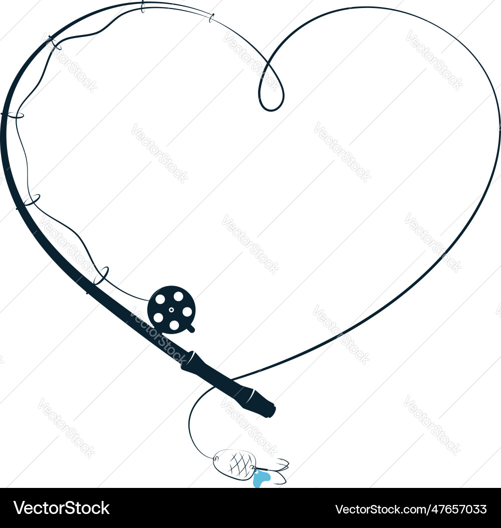 Heart-Shaped Fishing Rod Royalty Free Vector Image