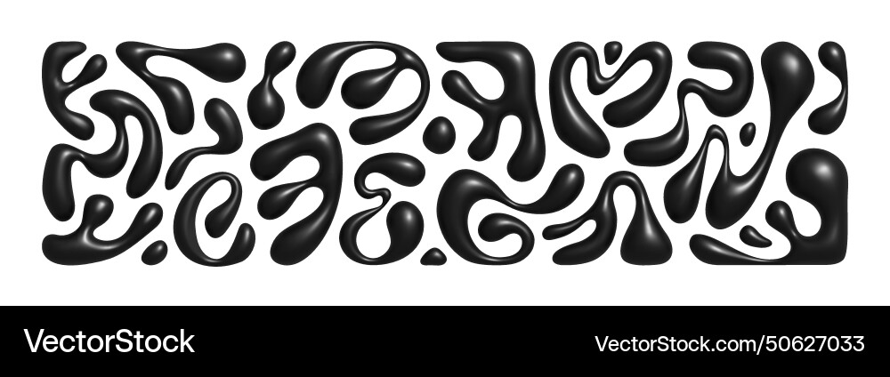 Liquid 3d abstract organic blob shapes set wavy Vector Image