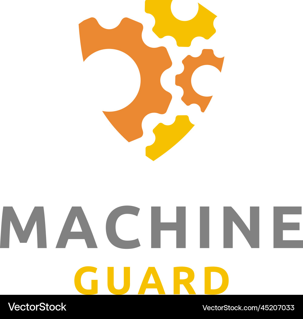 Machine gears with protective shield logo design Vector Image