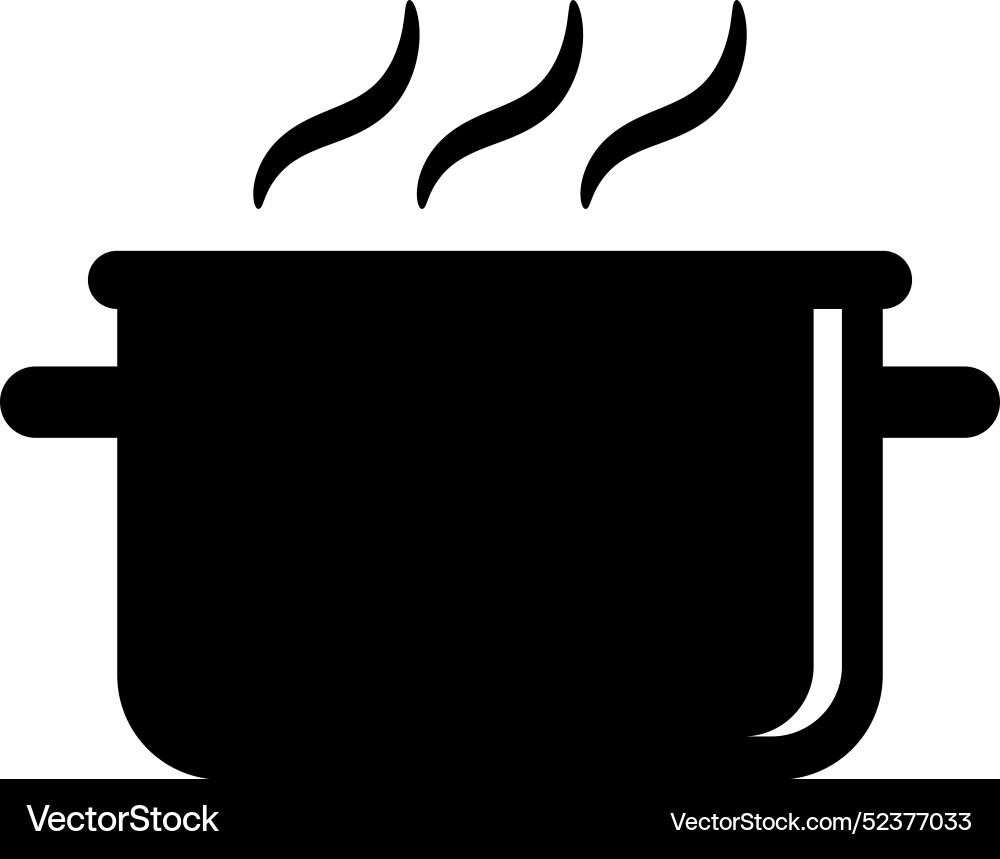 Pot with the steam icon in flat style Royalty Free Vector