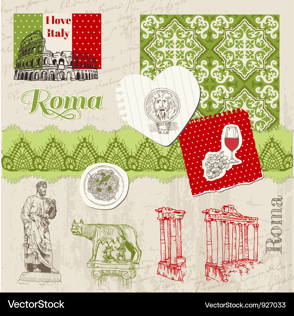 Scrapbook design elements - vintage italy Vector Image