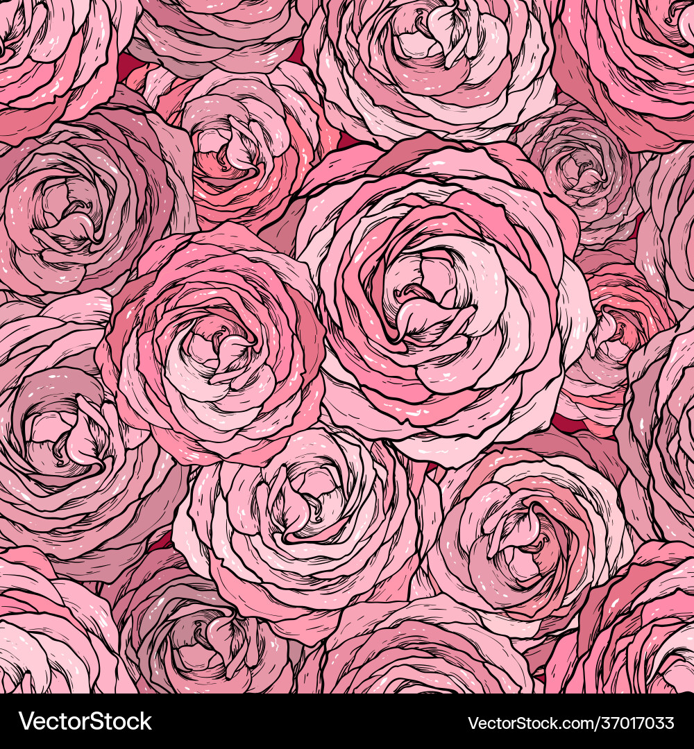 Seamless pattern with pink roses Royalty Free Vector Image