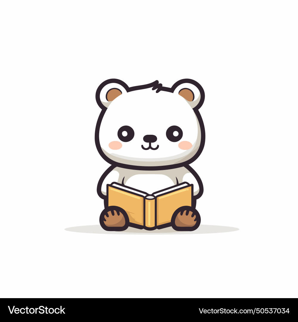 Cute panda reading a book in cartoon style Vector Image