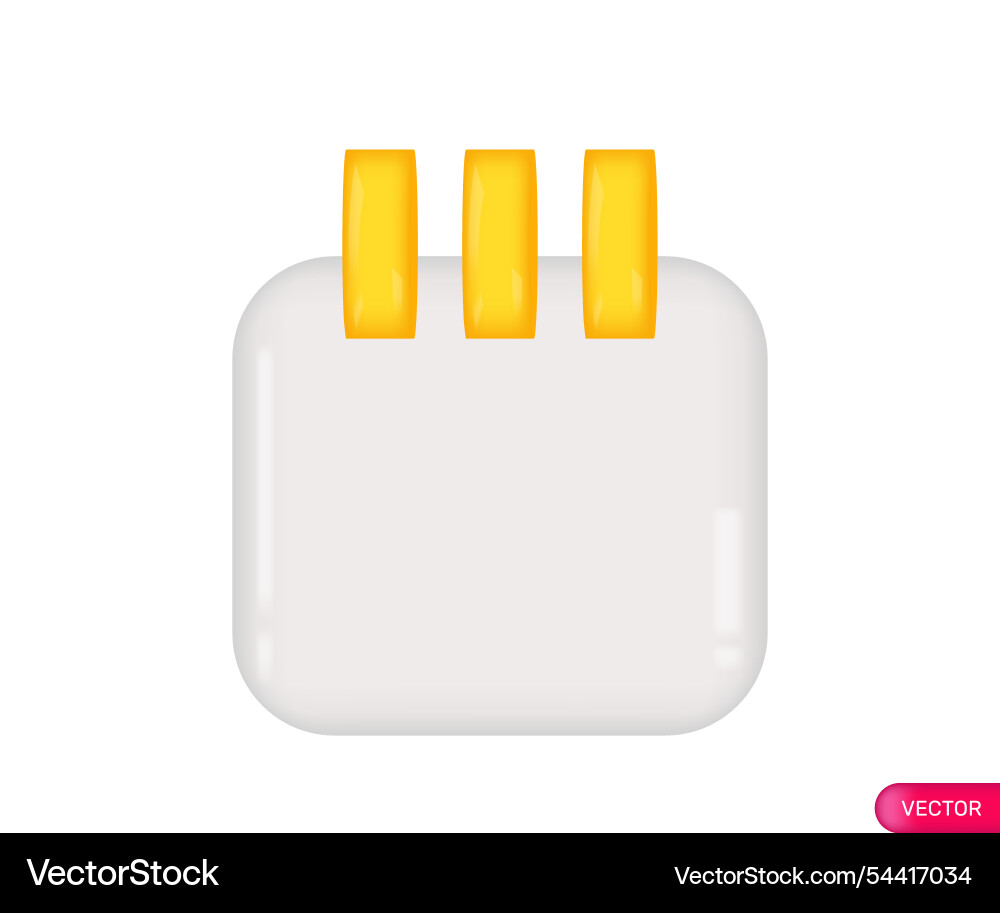 Diary calendar realistic 3d design icon plastic Vector Image