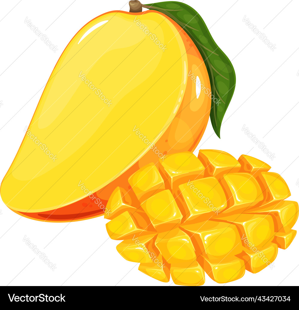 Half mango with leaf Royalty Free Vector Image