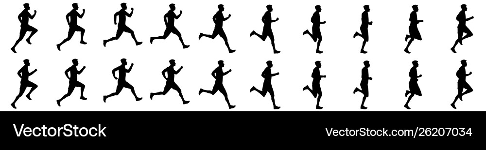 Man run cycle animation sequence silhouette Vector Image