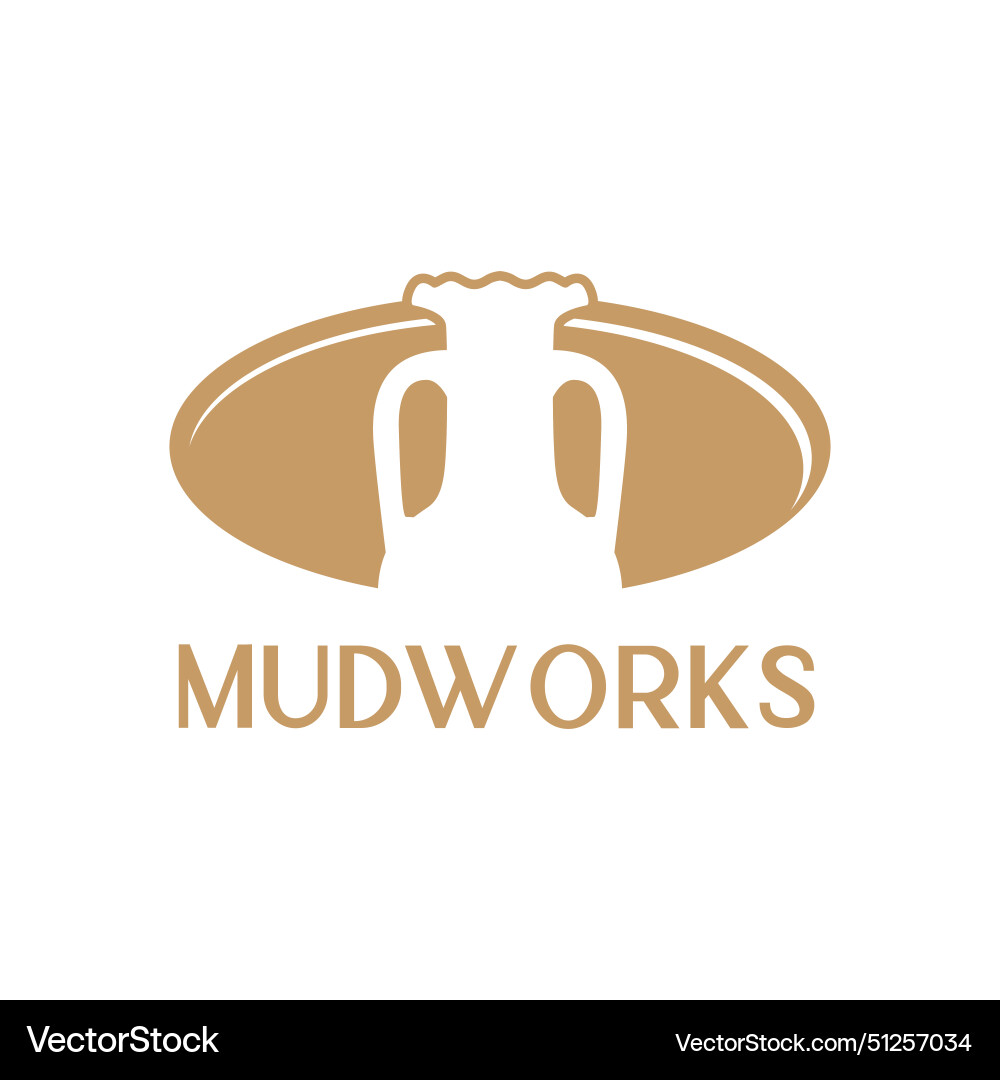 Mudwork pottery modern simple logo Royalty Free Vector Image