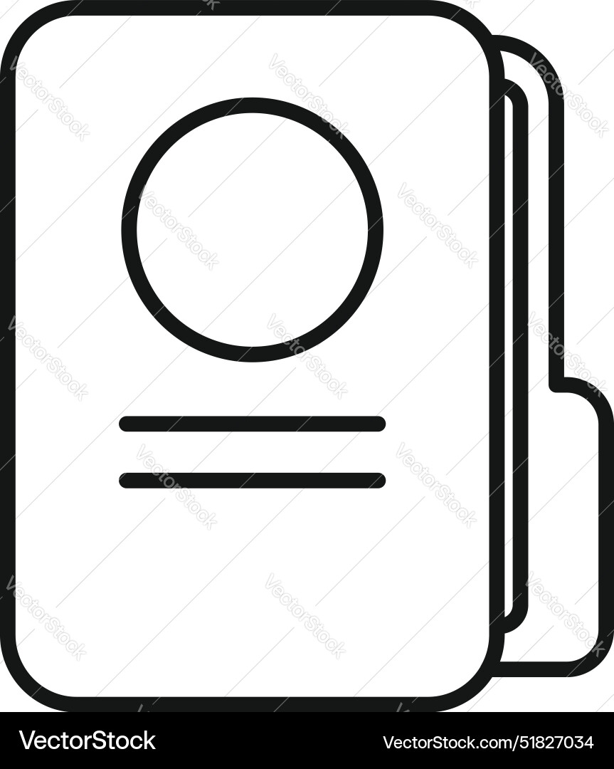 Passport with round stamp icon showing Royalty Free Vector