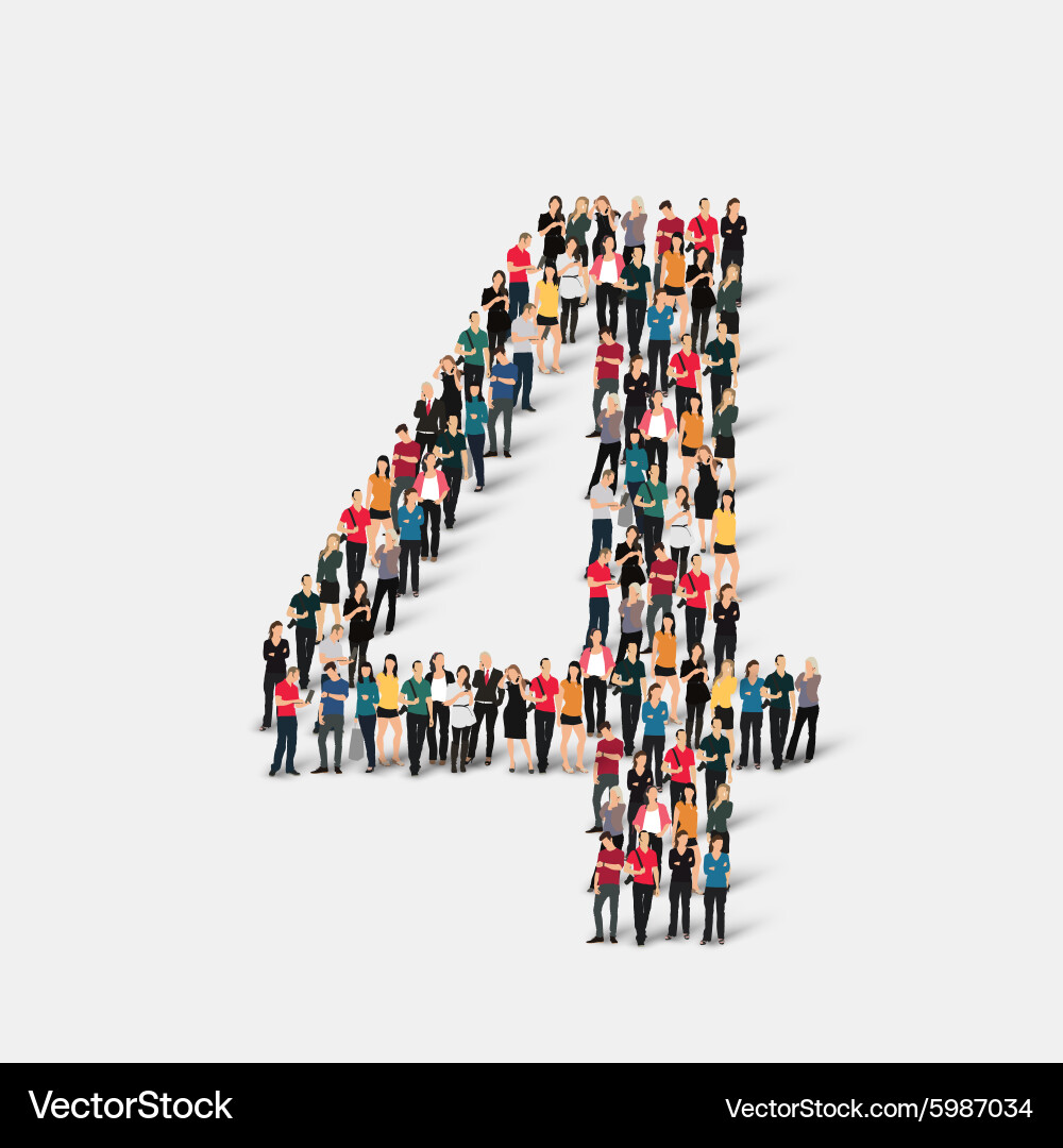 People form number four Royalty Free Vector Image