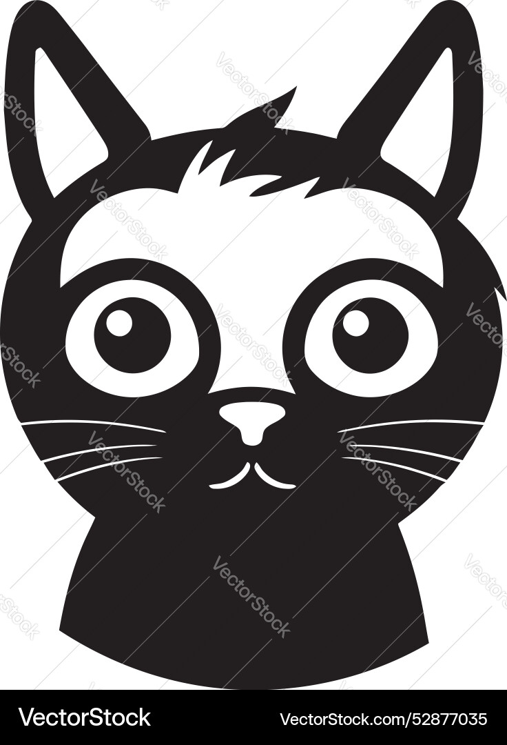 Black cat crest minimal outline Royalty Free Vector Image