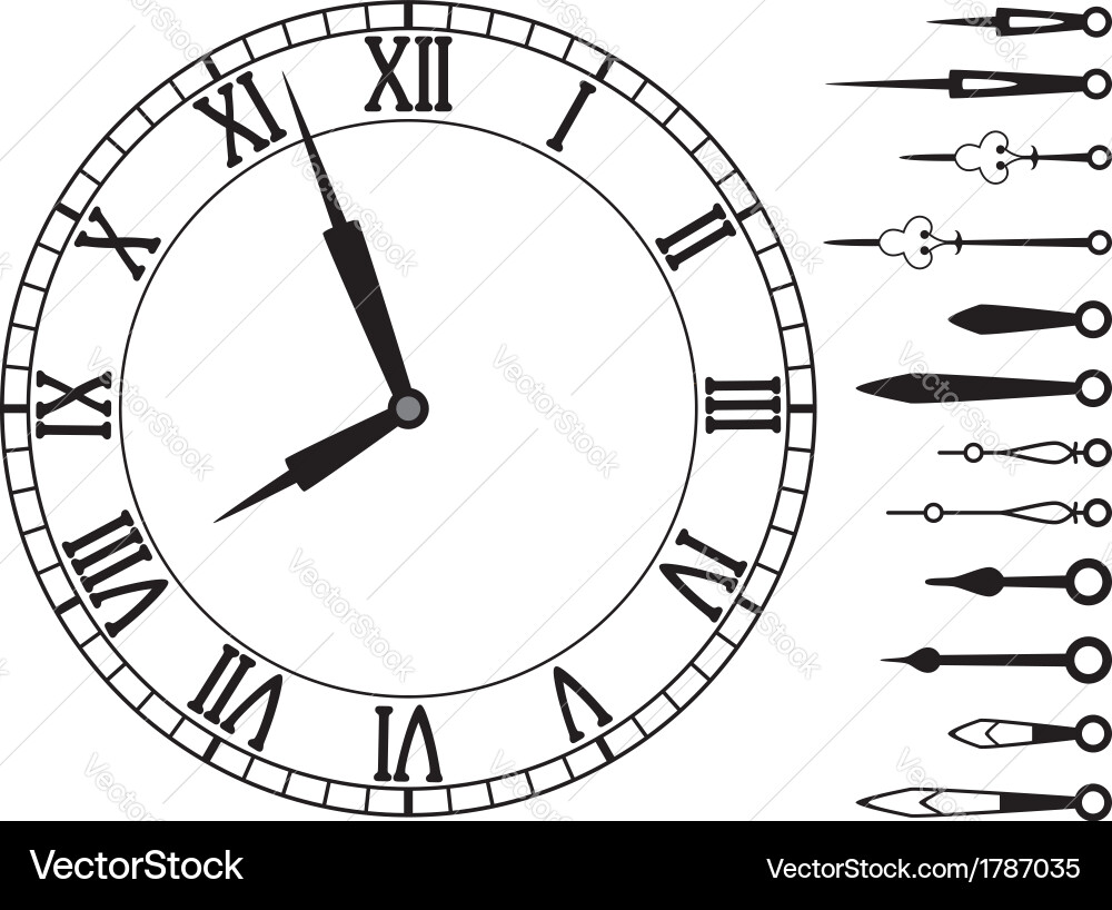 Clock dial with roman numbers Royalty Free Vector Image